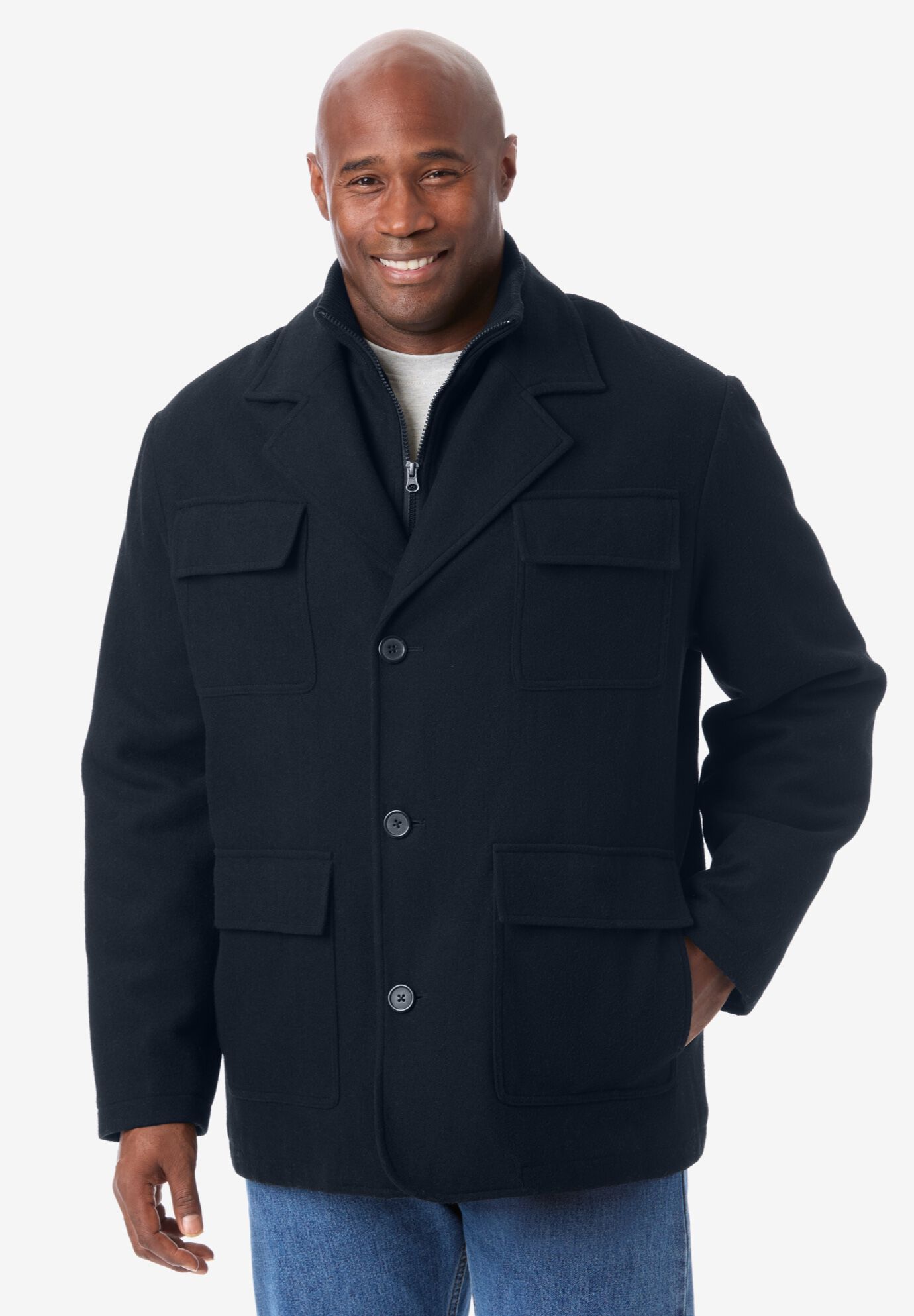 Multi-pocket Wool Inset Jacket | Intimates For All