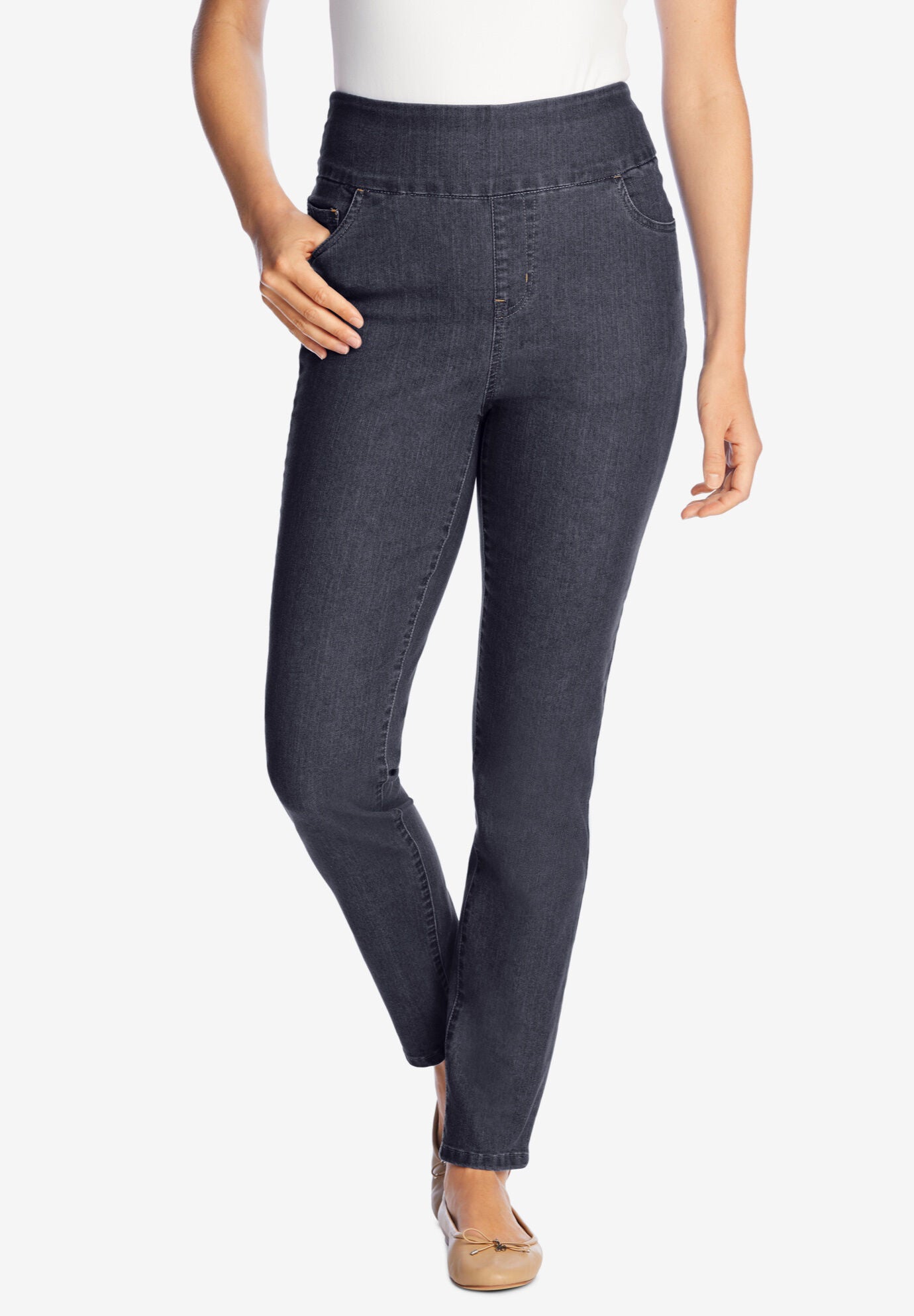Flex-Fit Pull-On Slim-Leg Denim Jean | Intimates For All