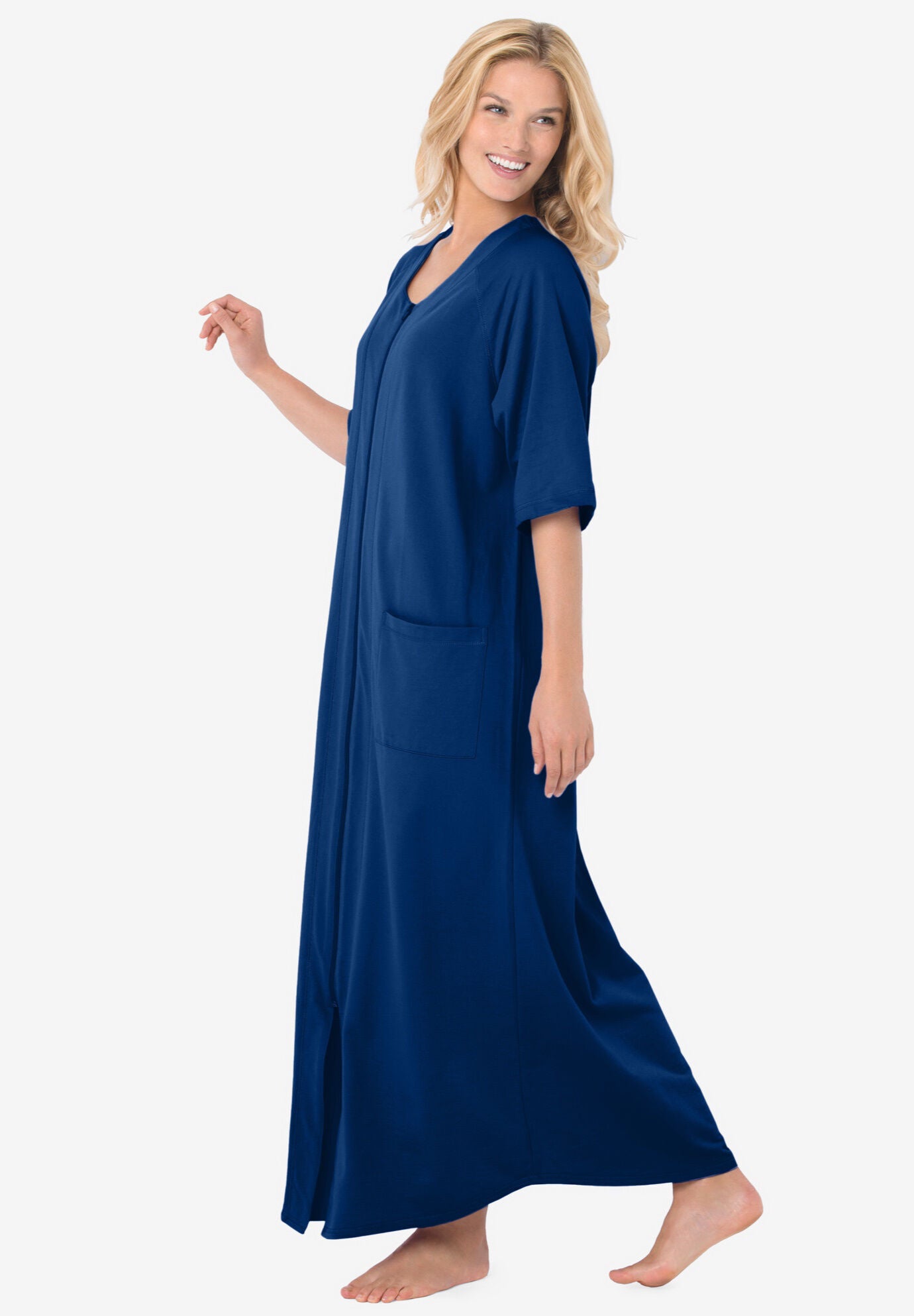 Long French Terry Zip-Front Robe | Intimates For All