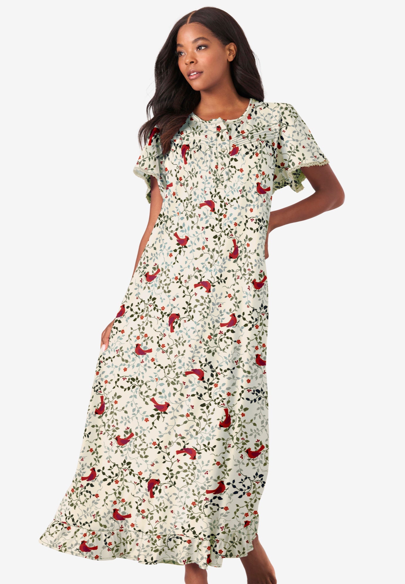 Long Floral Print Cotton Gown | Intimates For All